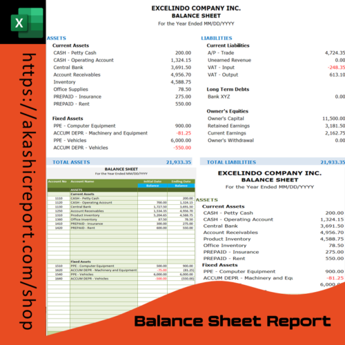 Balance Sheet Report Accounting Merchandising Pro Excel Template ...